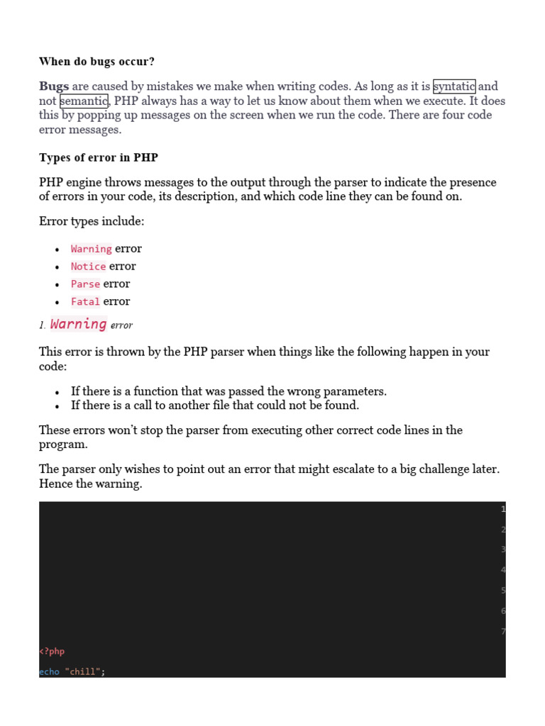 PHP Type Errors | PDF | Parsing | Php