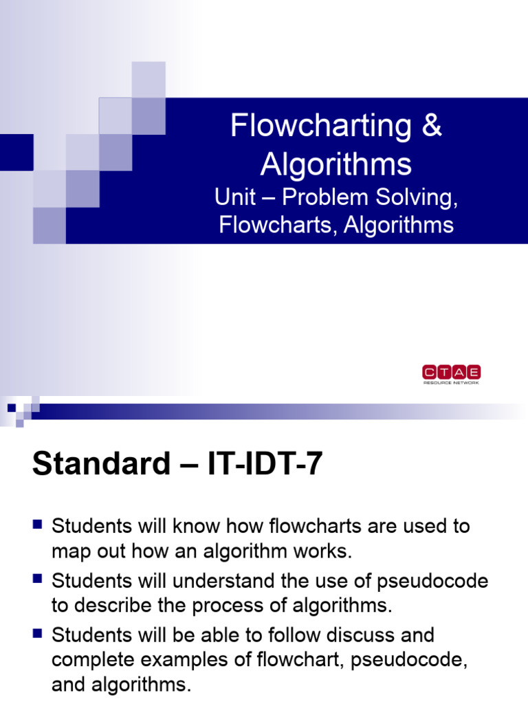 Unit 5 Flowcharting Algorithms IDT | PDF | Algorithms | Computer Programming