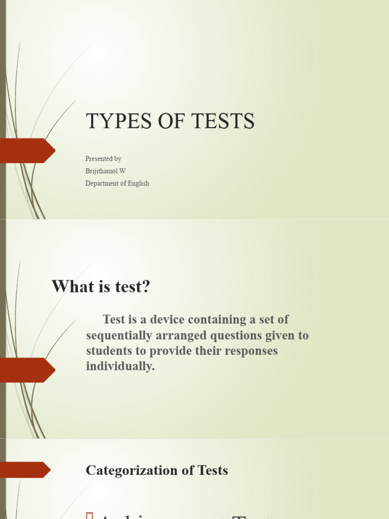 Types of Tests | PDF