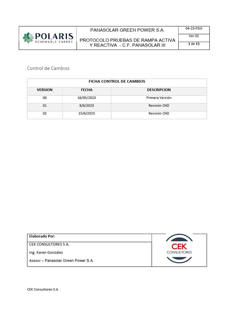 04 - 23 Procedimiento Prueba de Control PS3 - CND3 - KG | PDF | Scada ...