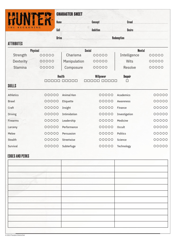 h5 Charactersheet Fillable Final | PDF