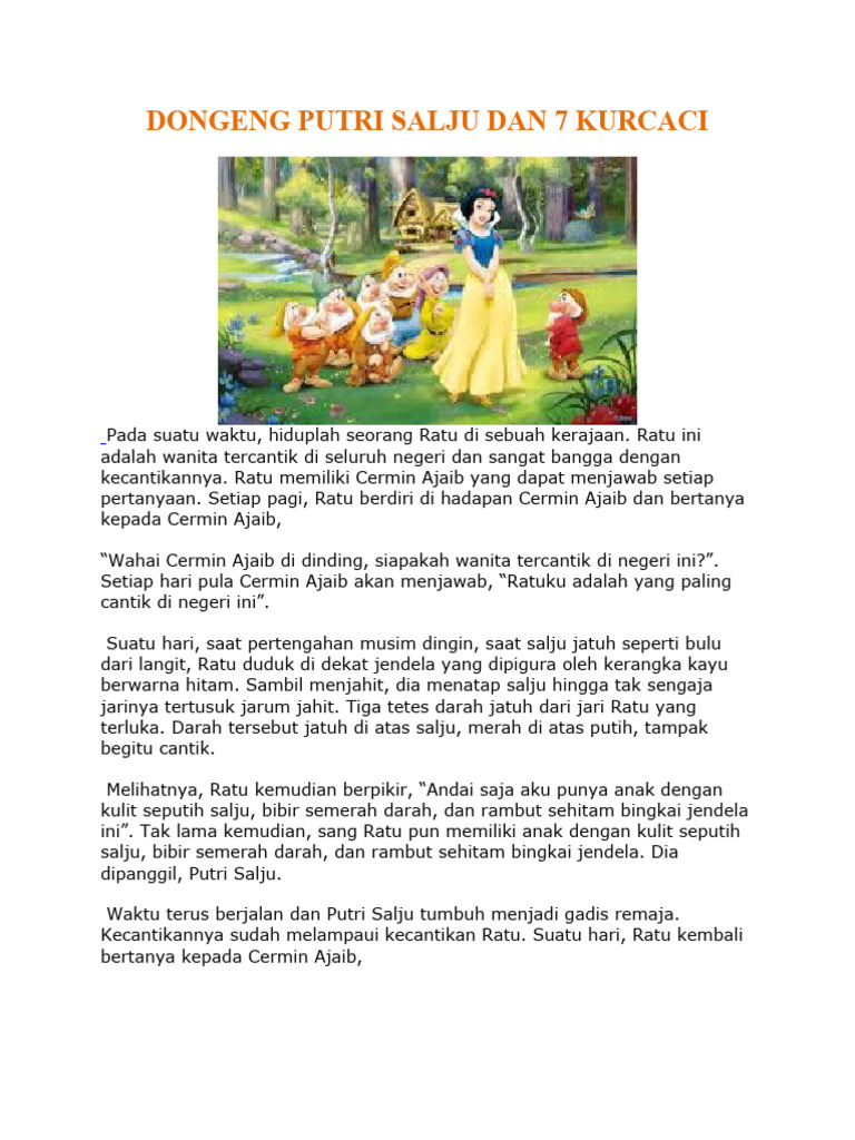 Dongeng Putri Salju Dan 7 Kurcaci | PDF Dongeng Putri Salju Dan 7 Kurcaci | PDF