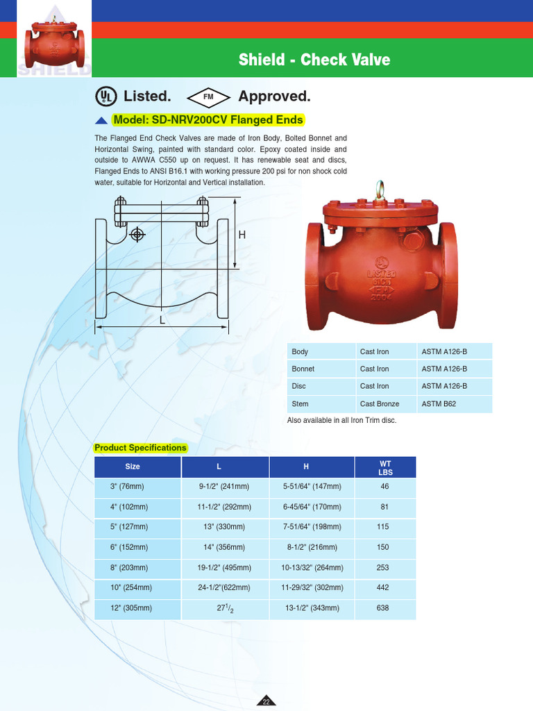 Non-Return Valve Size and Specs Guide | PDF