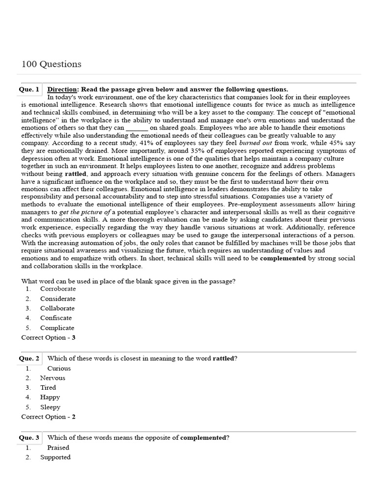 RBI Assistant Prelims Previous Papers Question Papers 2022 Shift 1 PDF | PDF | Emotional ...