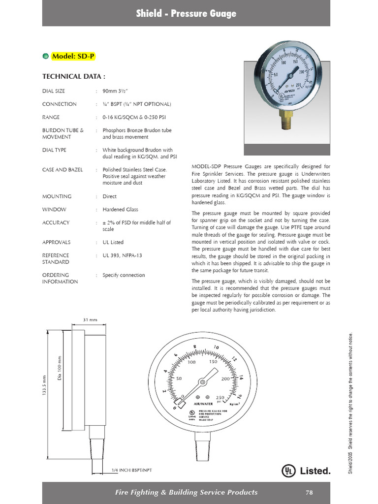 Pressure Gauge | PDF | Pressure Measurement | Stainless Steel
