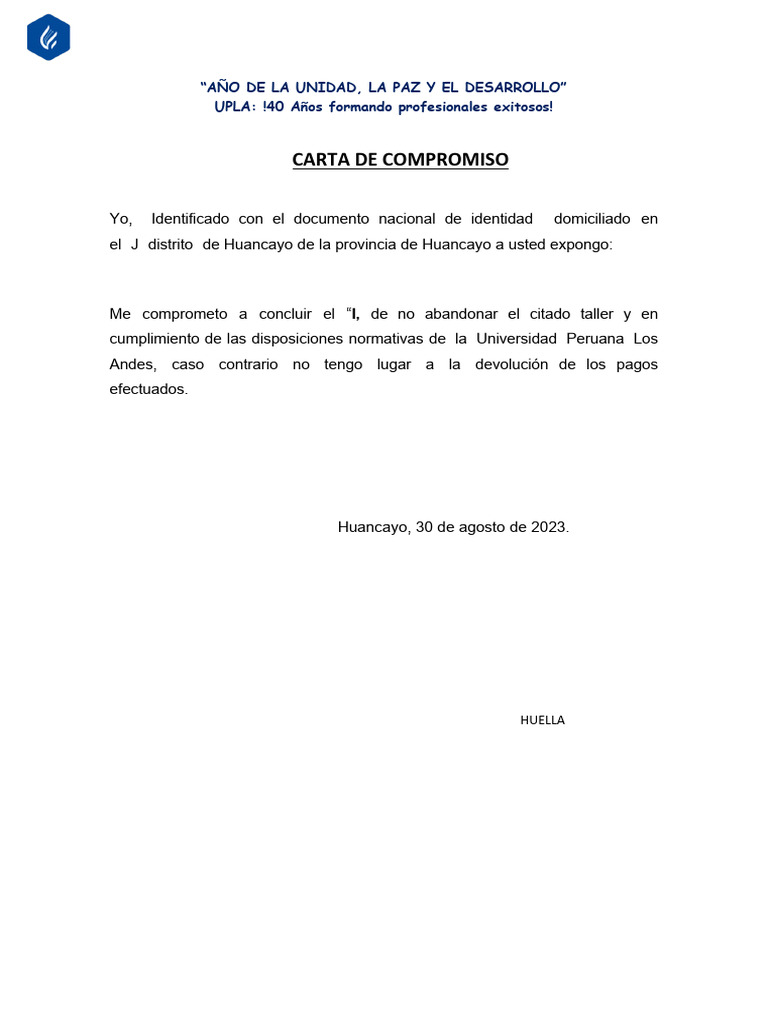 CARTA DE COMPROMISO | PDF