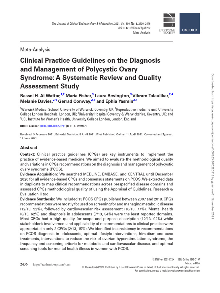 PCOS Clinical Guidelines Review 2021 | PDF | Polycystic Ovary Syndrome ...
