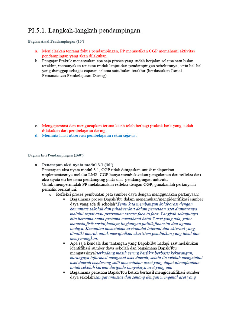 LANGKAH-LANGKAH Pendampingan Individu CGP | PDF