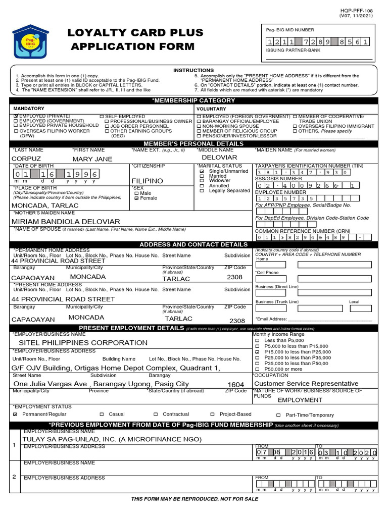 PFF108 LoyaltyCardPlusApplicationForm V07 UPDATED | PDF | Identity ...