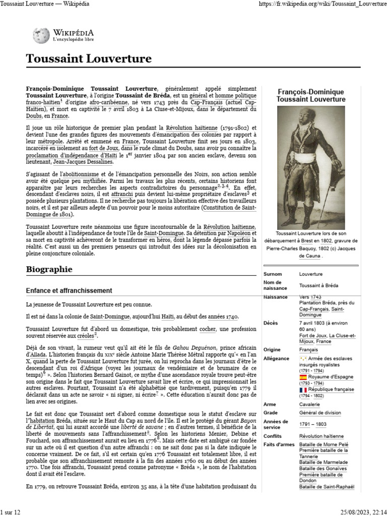 Toussaint Louverture - Wikipédia | PDF