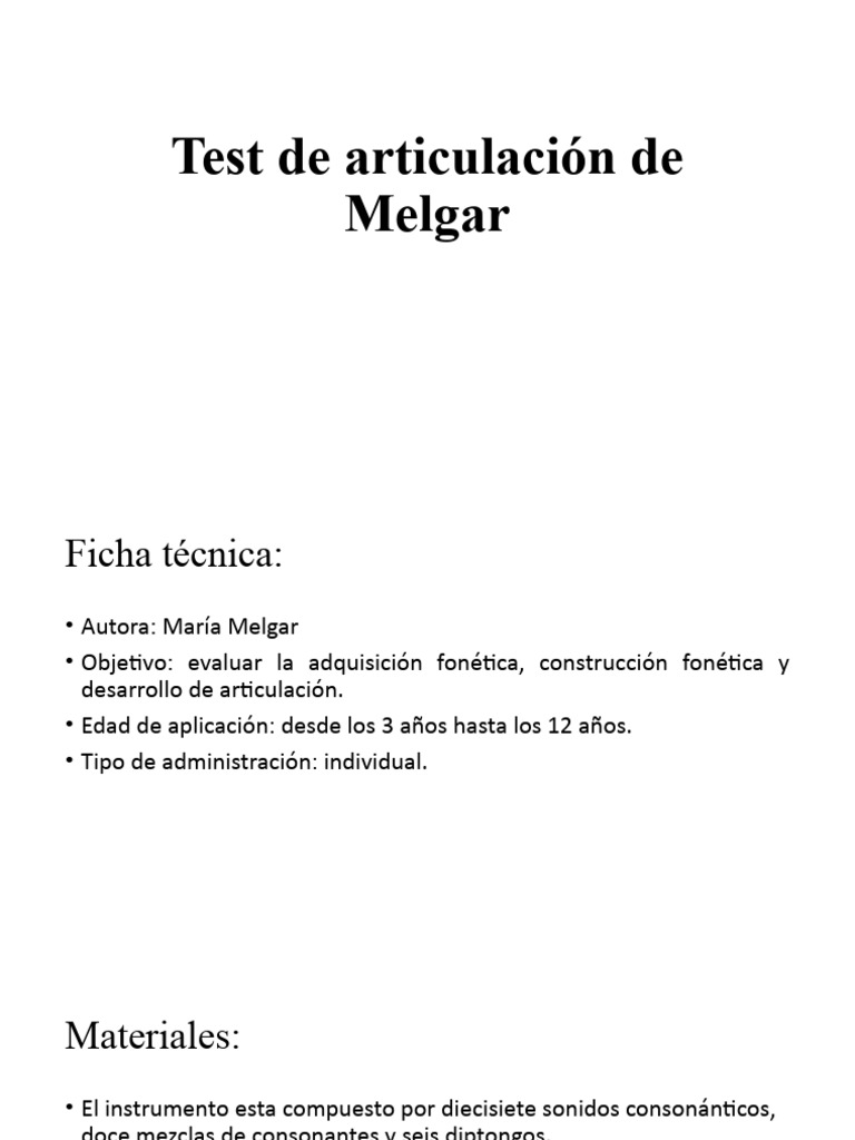 Test de Articulación de Melgar | PDF
