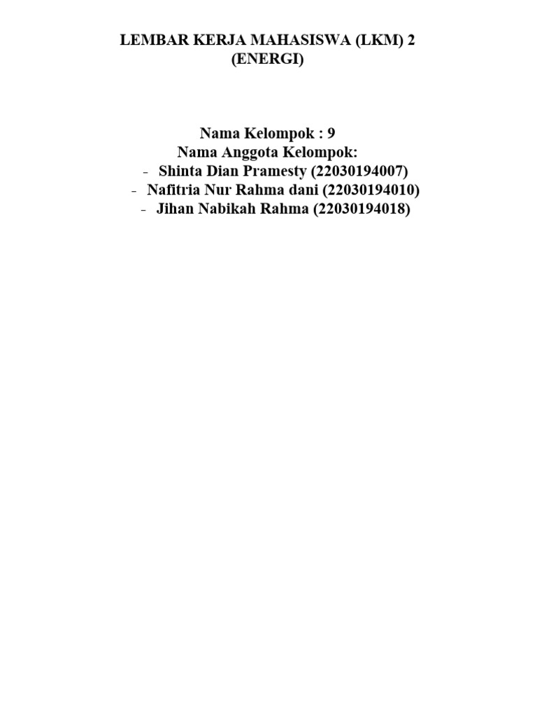 Tugas LKM - Usaha Dan Energi | PDF