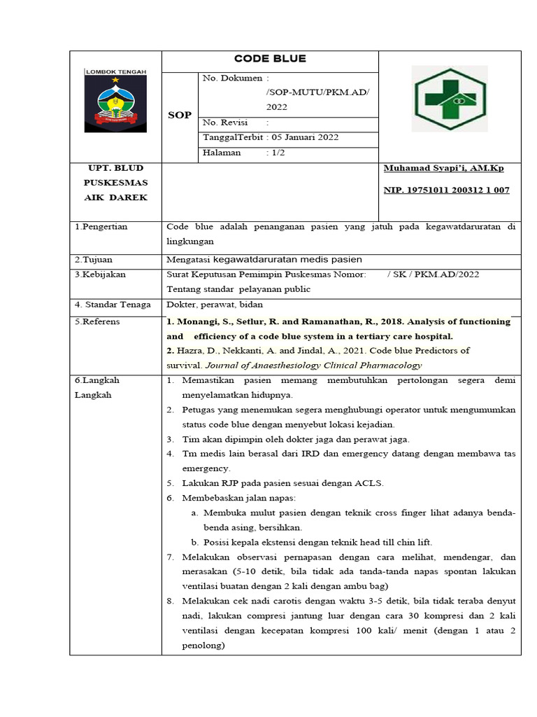 Sop Code Blue | PDF