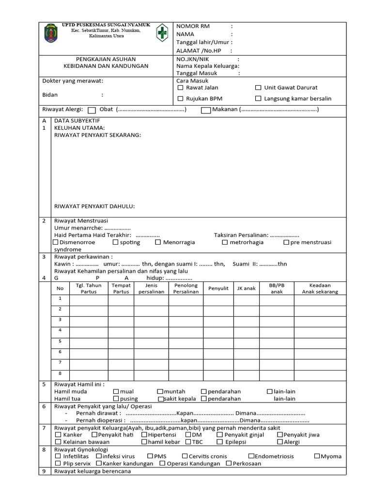 Rekam Medis Kebidanan | PDF | Kesehatan Holistik | Sains & Matematika