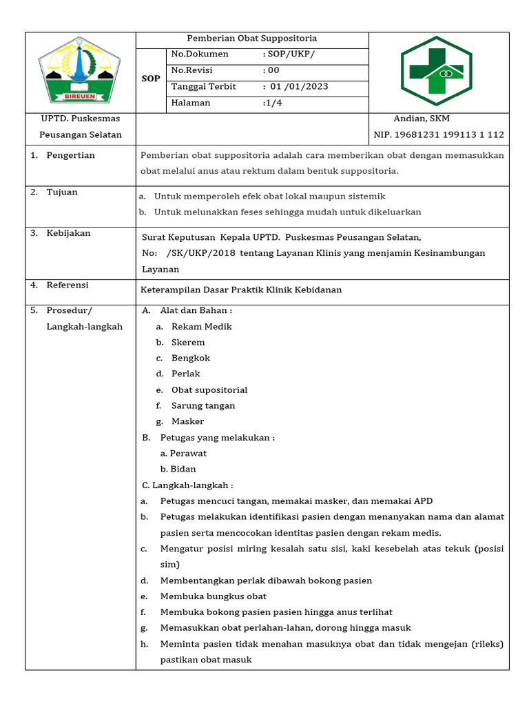 Pemberian Obat Suppositoria | PDF