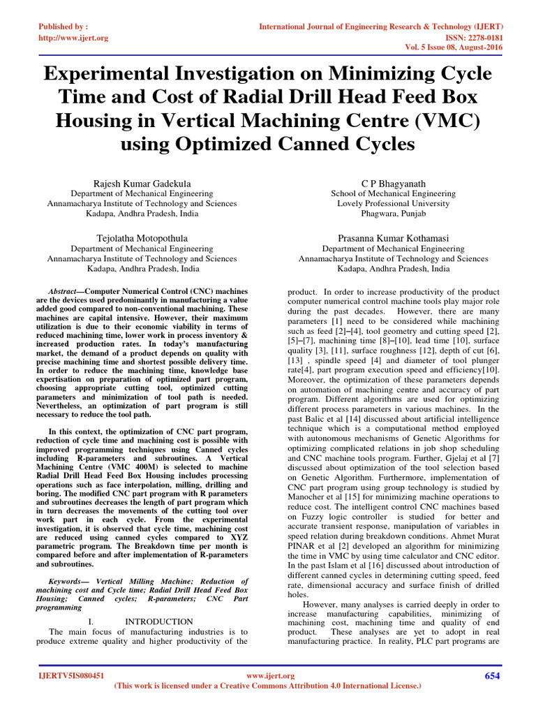Experimental Investigation On Minimizing Cycle Time and Cost of Radial Drill Head Feed Box ...