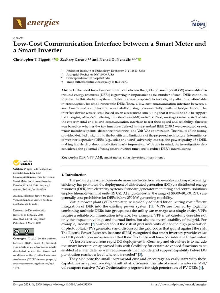 Low-Cost Communication Interface Between A Smart Meter and A Smart ...