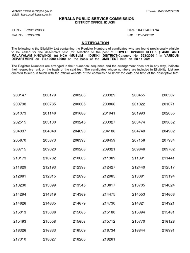 LDC Rank List (Short List) and Cutoff Mark 2022 | PDF