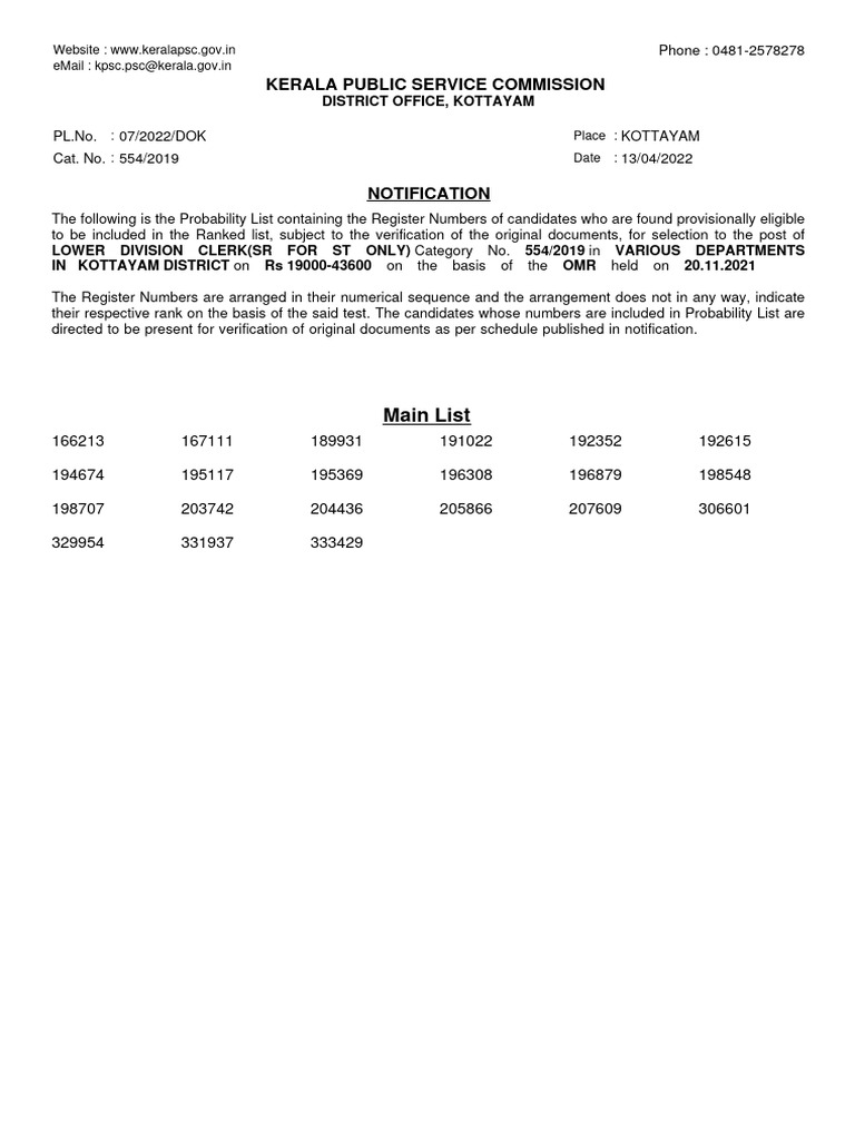 LDC Rank List (Short List) and Cutoff Mark 2022 | PDF | Government ...