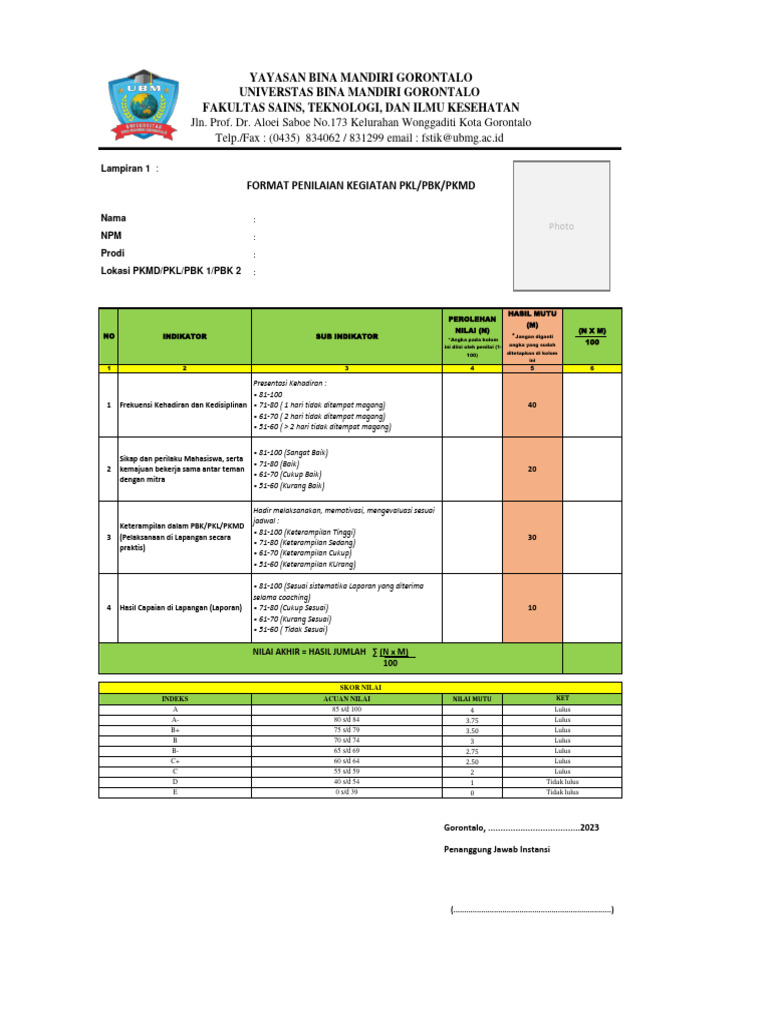 Format Penilaian PKL dan Kedisiplinan | PDF
