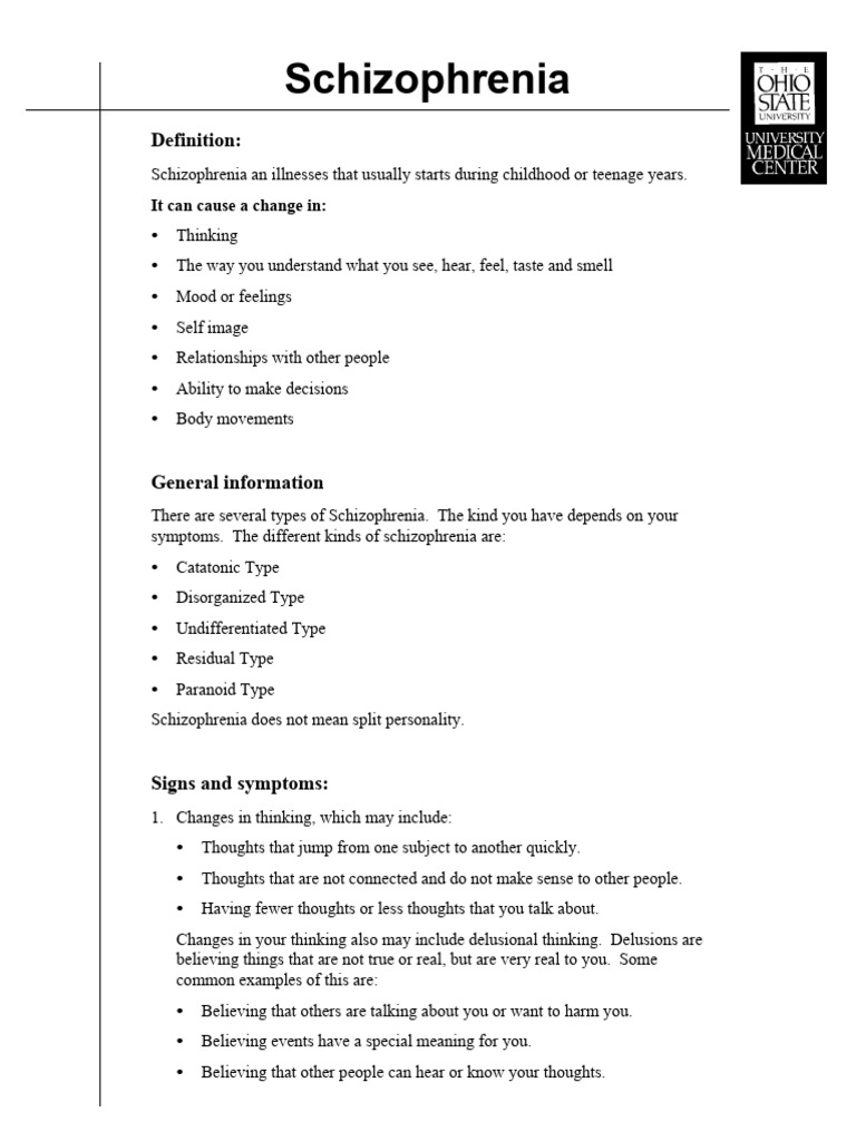 Schizophrenia - Patient Education Home | PDF