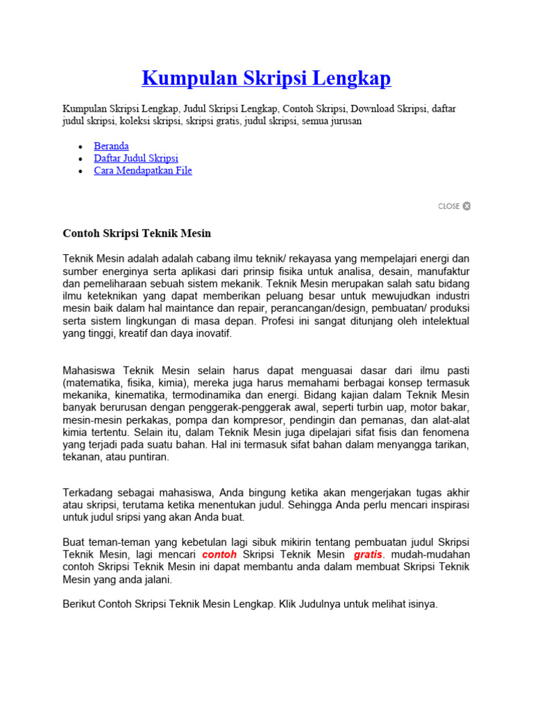 Kumpulan Skripsi Lengkap | PDF