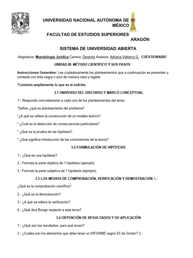 Cuestionario Unidad 3 | PDF | Ciencia y matemática