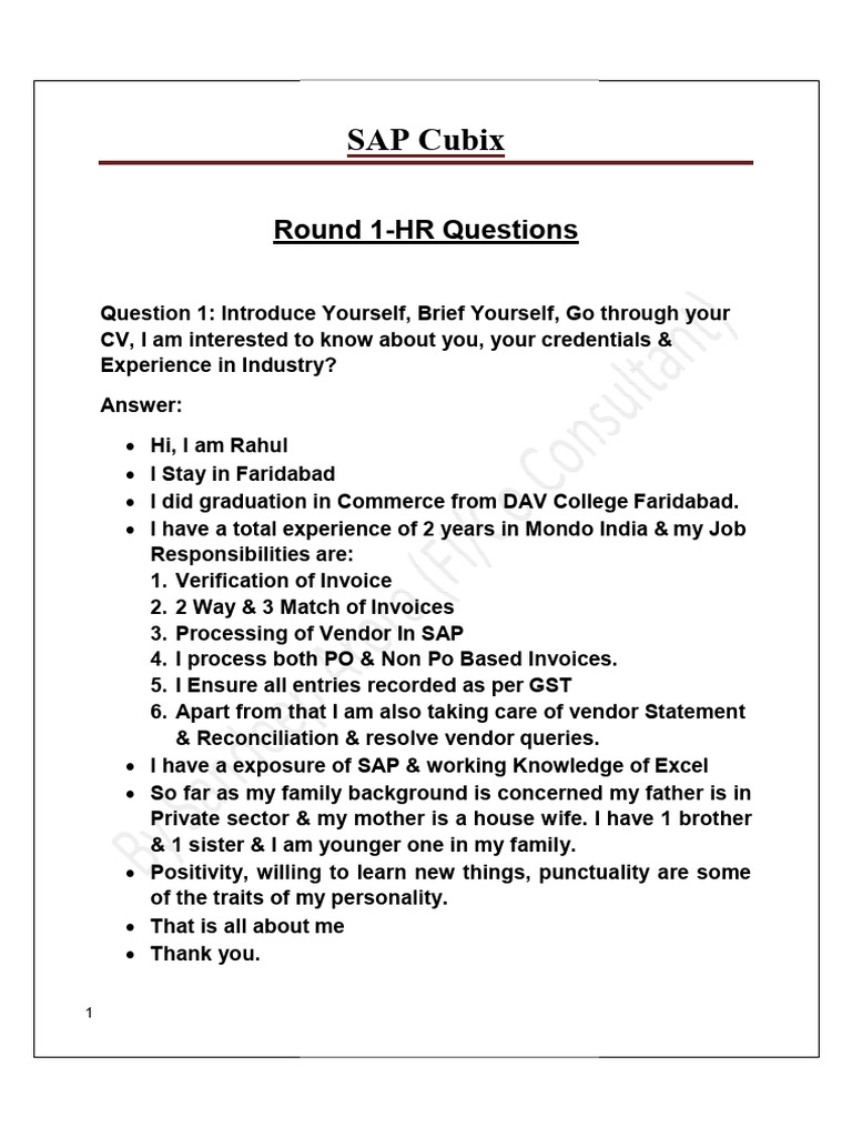 AP Interview Questions For Batch 13 | PDF