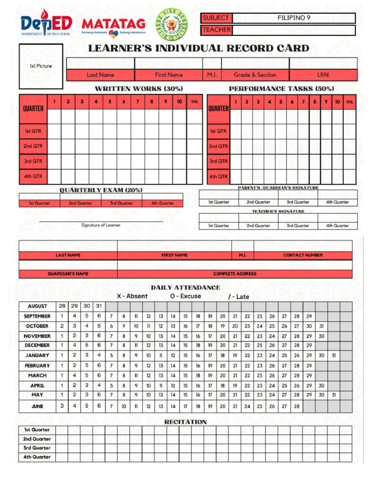 Index Card Filipino | PDF