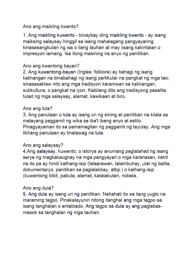 Ano Ang Maikling Kwento | PDF