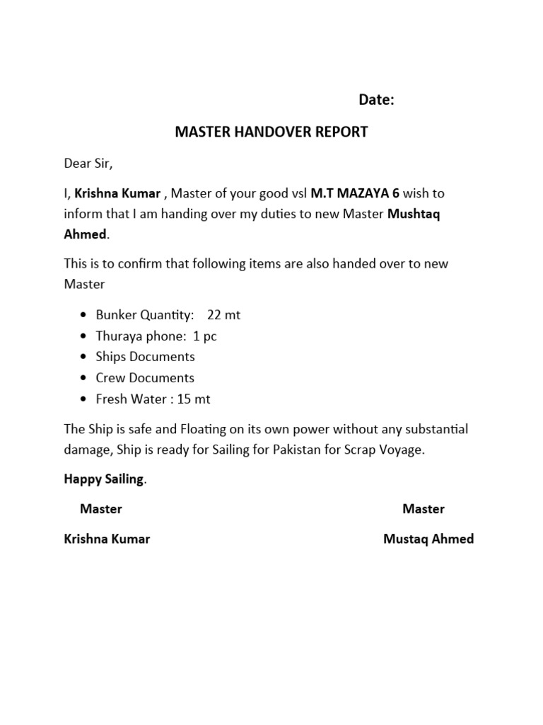 Master Handover | PDF