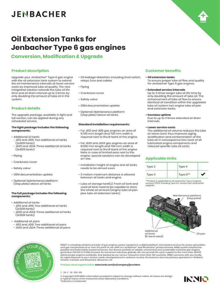 Innio Fs rt6 Additoiltanks 2019 A4 en Screen Ijb-218005-En | PDF