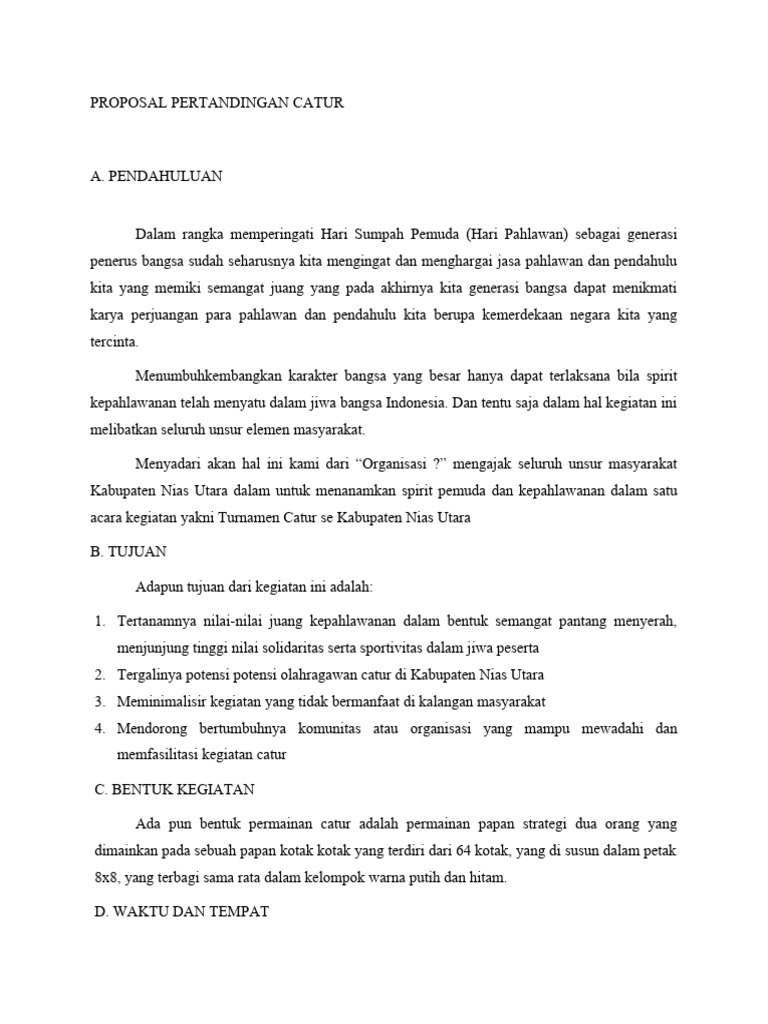 Proposal Pertandingan Catur | PDF