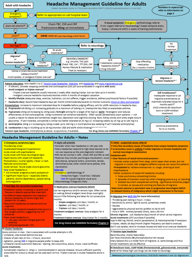 GM Headache Pathway and Notes V11.7 FINAL Linked | PDF