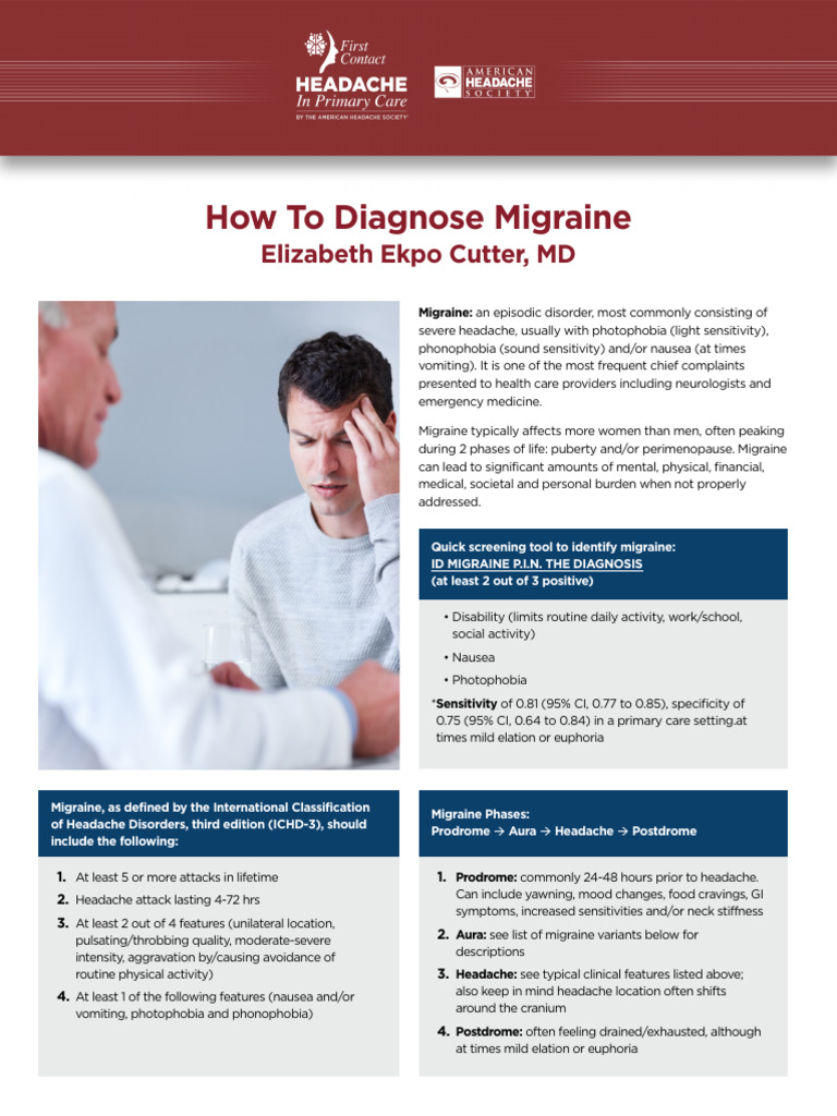 AHS First Contact Diagnosing Migraine | PDF