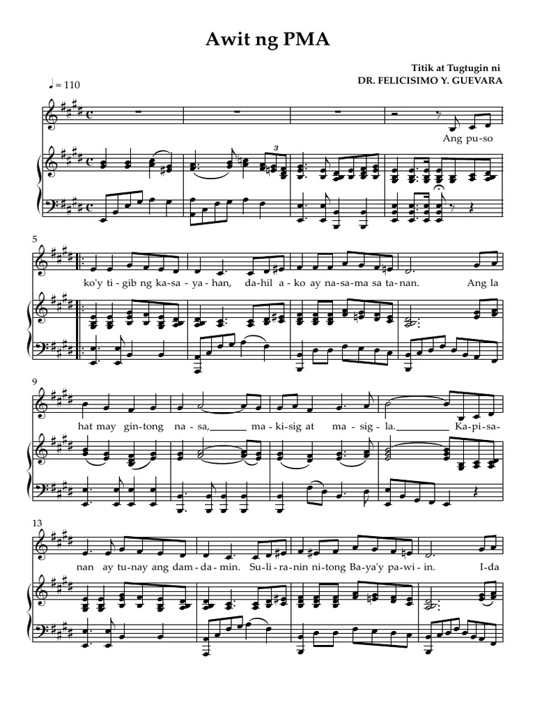 Awit NG PMA (Based From Recording) | PDF