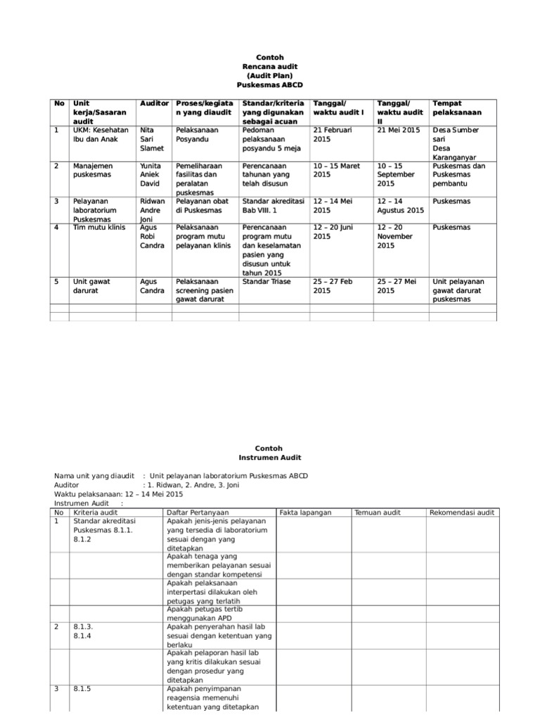 AUDIT INTERNAL - Audit-Plan-Dan-Instrumen-Audit | PDF | Teknologi & Rekayasa
