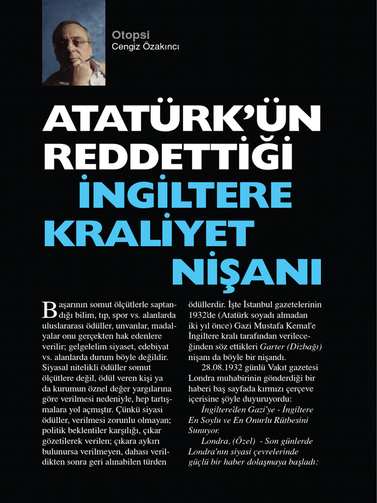 ATATÜRK ÜN REDDETTİĞİ İNGİLTERE KRALİYET NİŞANI | PDF