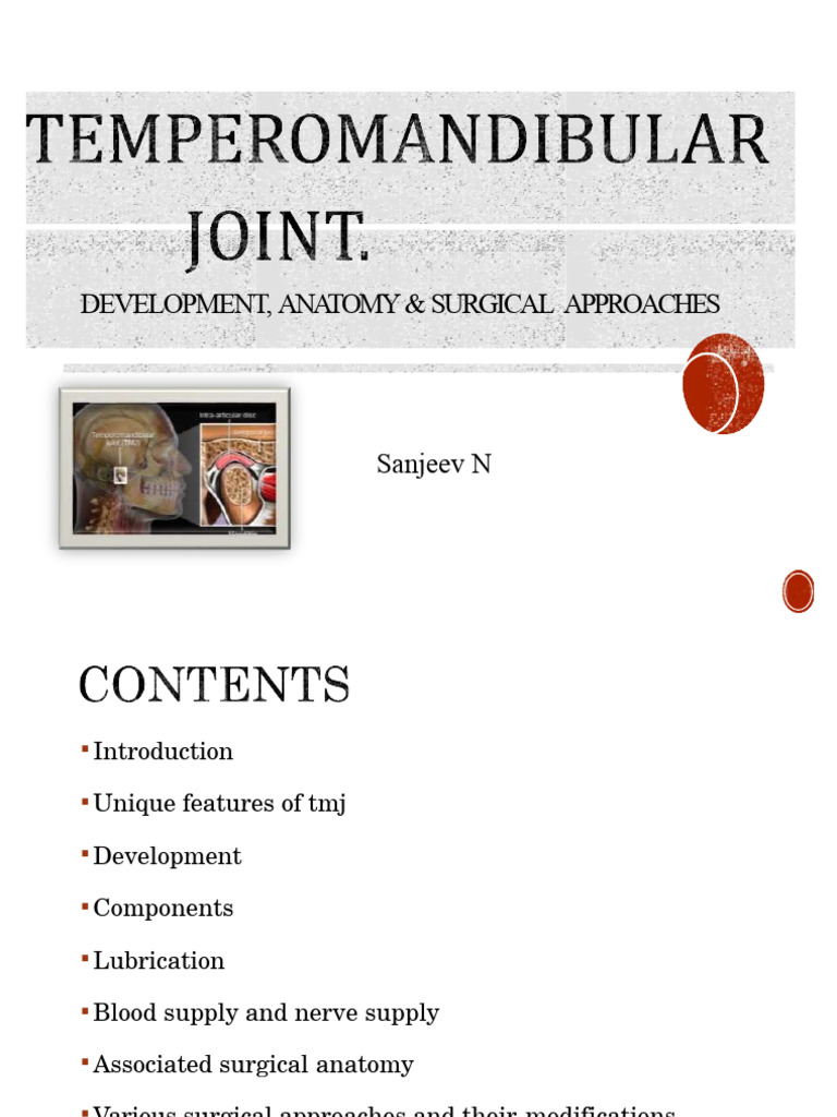TMJ Development & Surgical Guide | PDF | Musculoskeletal System | Anatomy