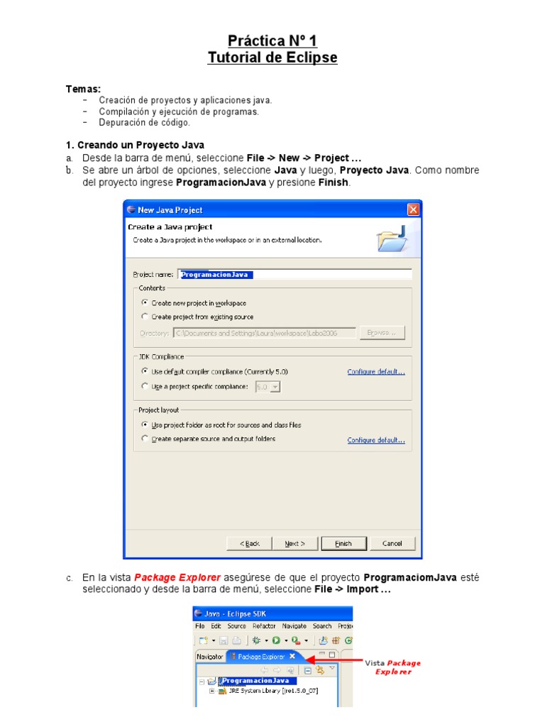 Practica 01 - Tutorial de Eclipse | PDF | Eclipse (software) | Java (lenguaje de programación)