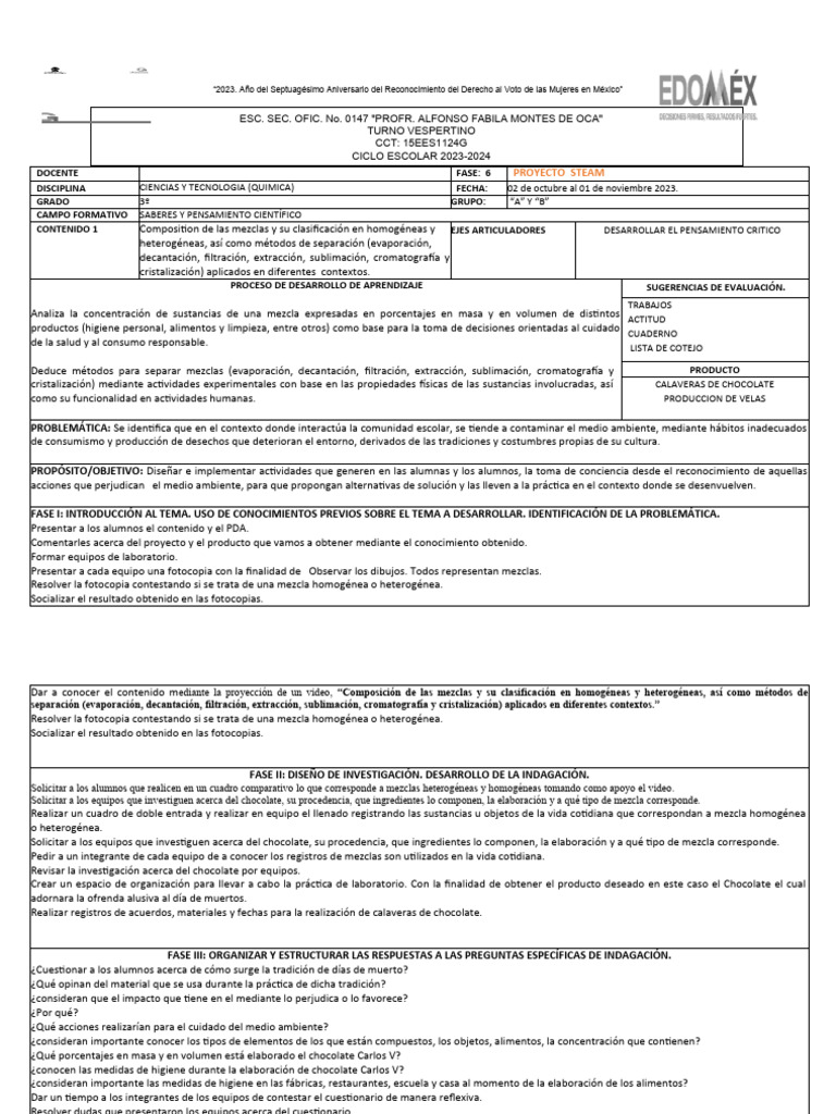 Quimica Proyecto STEAM | PDF | Diseño | Mezcla