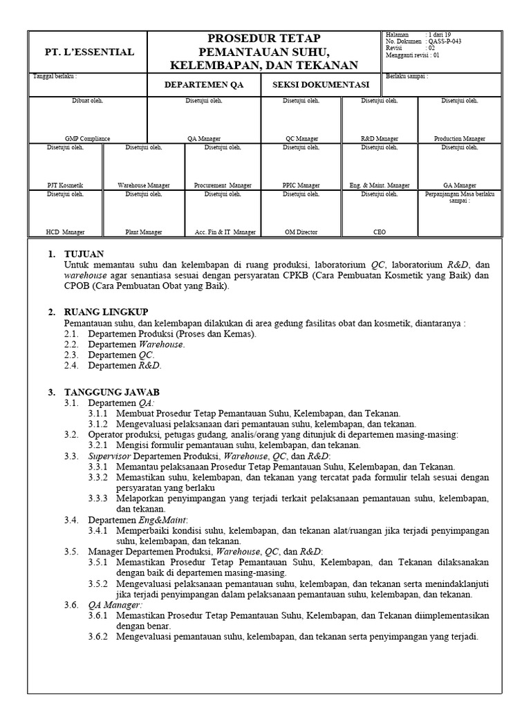 QASS-P-043 (02) Pemantauan Suhu Dan Kelembaban NEW | PDF