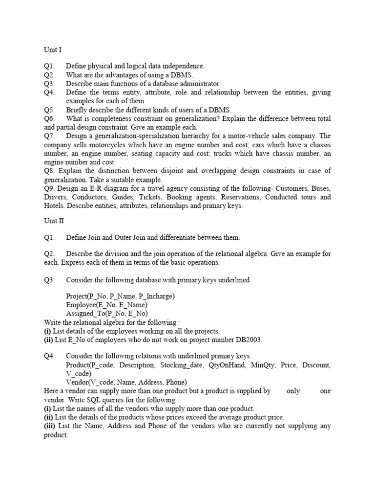 DBMS - Question Bank | Download Free PDF | Relational Model | Relational Database