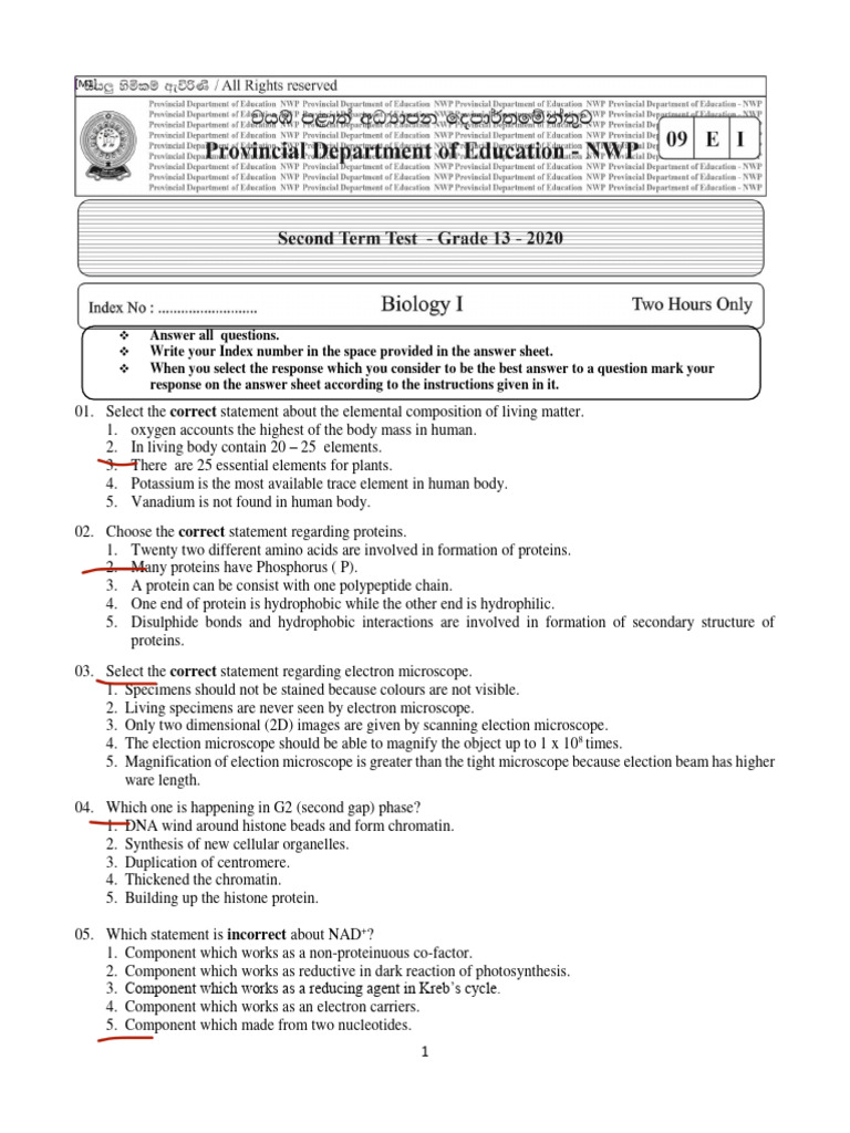 EM - Bio - G13 - T2 - I, II PP - 2020 | PDF | Blood | Luteinizing Hormone
