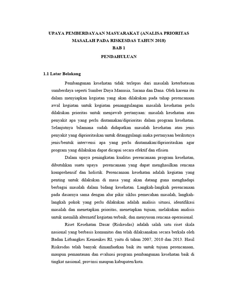 Prioritas Masalah Kesehatan Riskesdas 2018 | PDF | Bisnis ...