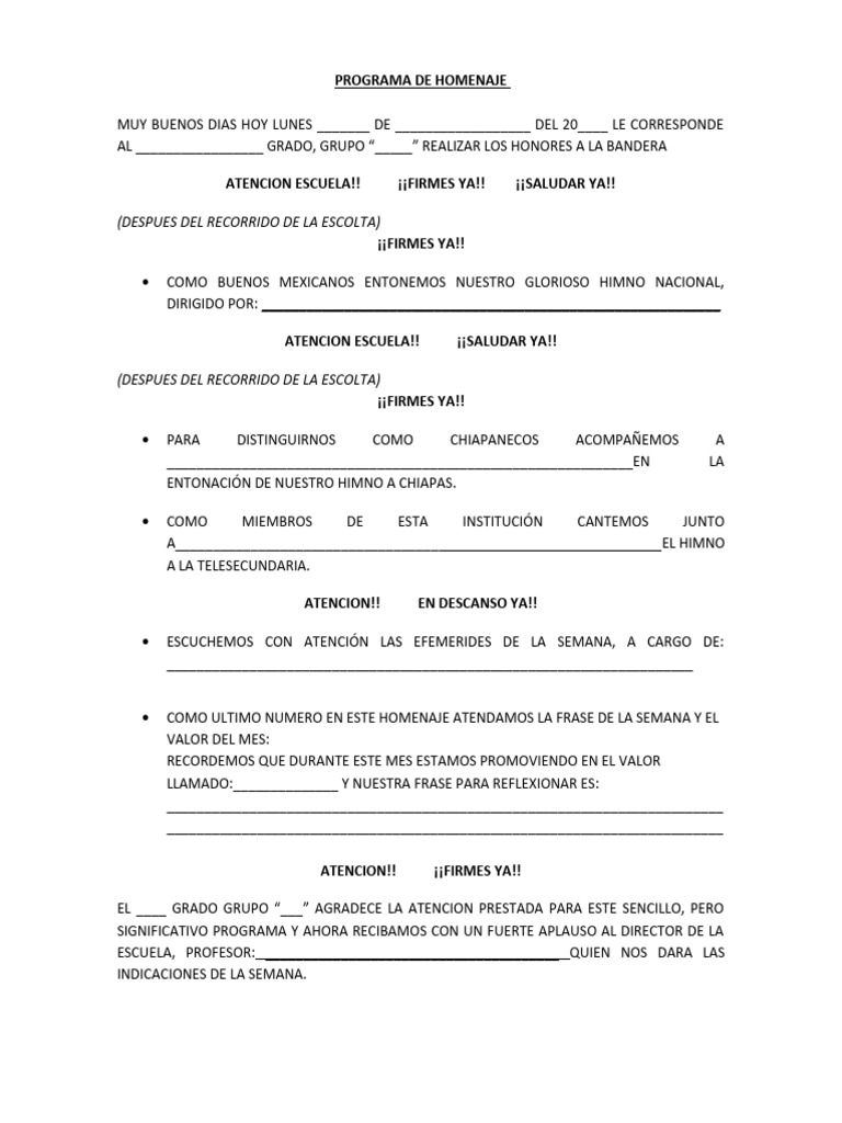 Formato Programa Homenaje | PDF