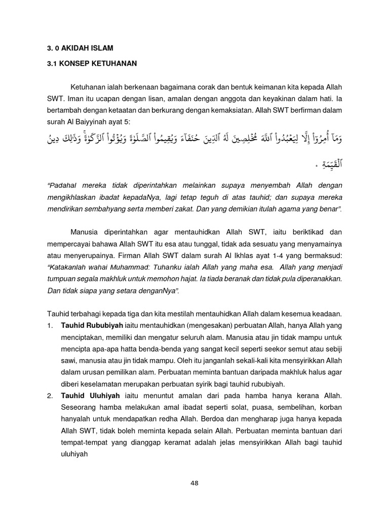 3.0 Akidah Islam (Konsep Ketuhanan, Kerasulan) | PDF