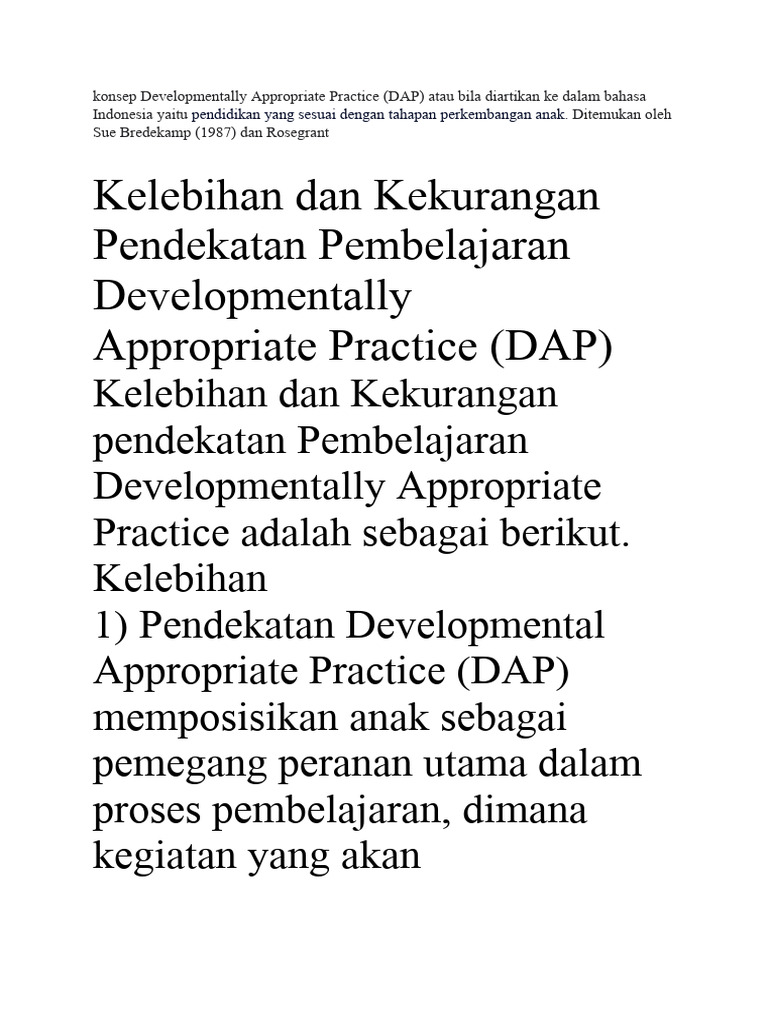 Konsep Developmentally Appropriate Practice | PDF | Sains & Matematika