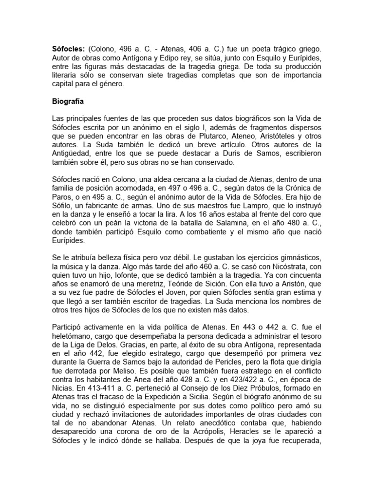 Resumen Edipo Rey y Antigona | PDF | Sófocles | Edipo