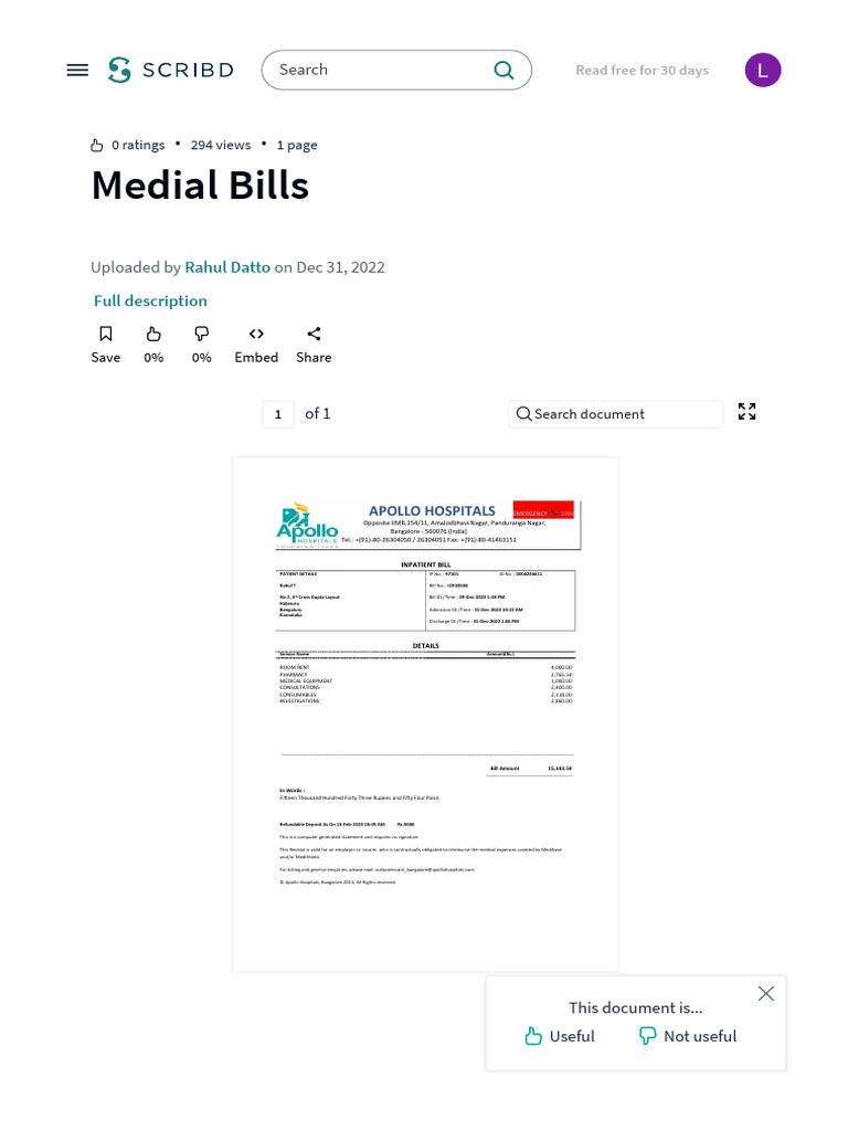 Medical Bill | PDF